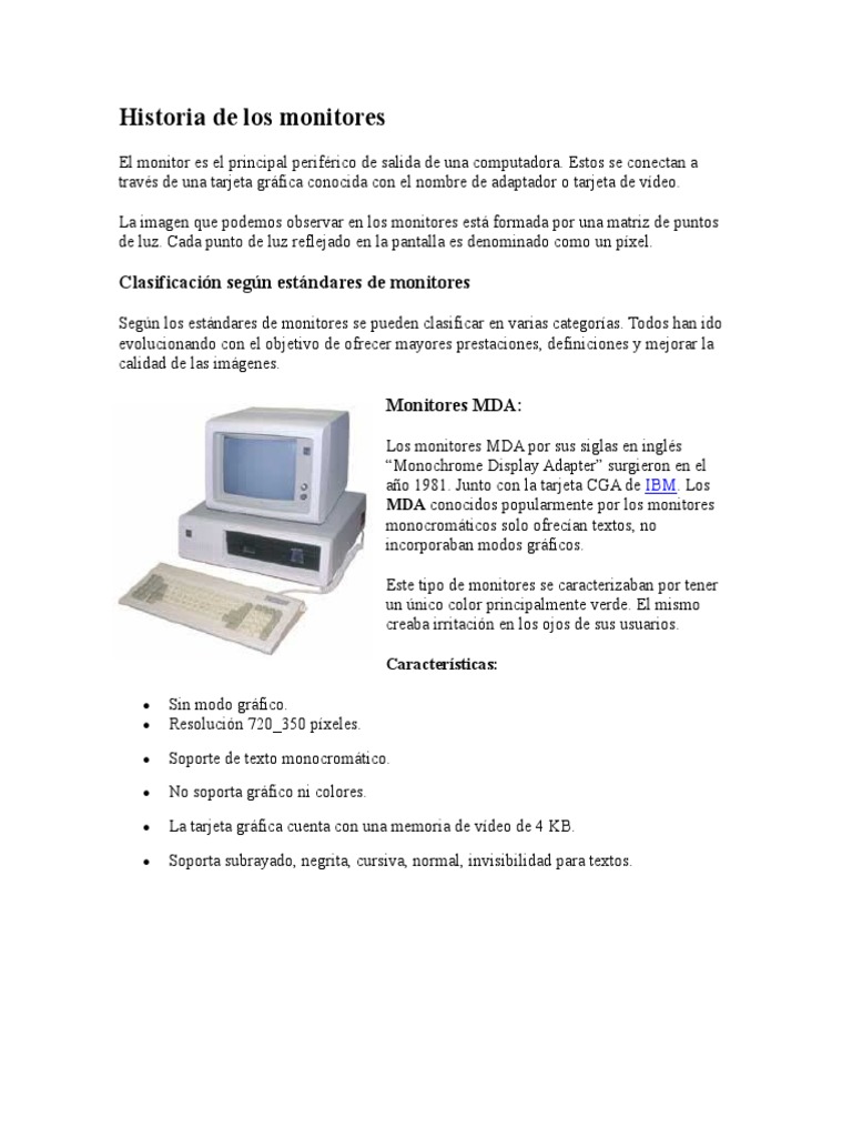 Historia de Los Monitores | PDF | Monitor de computadora | Tecnología ...