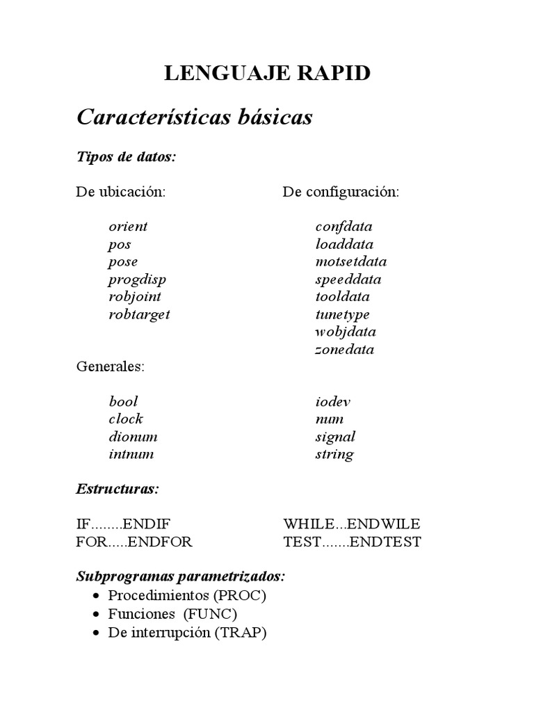 Introducción al lenguaje de programación RAPID para robots industriales ...