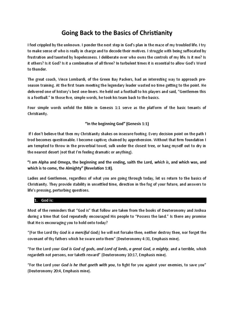 Going Back To The Basics of Christianity | PDF | Book Of Deuteronomy | God