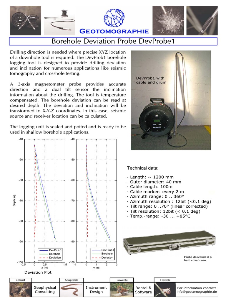 Borehole Deviation Probe Devprobe1: Devprob1 With Cable and Drum | PDF
