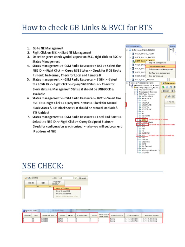 Checking GB Links and BVCI for BTS | PDF