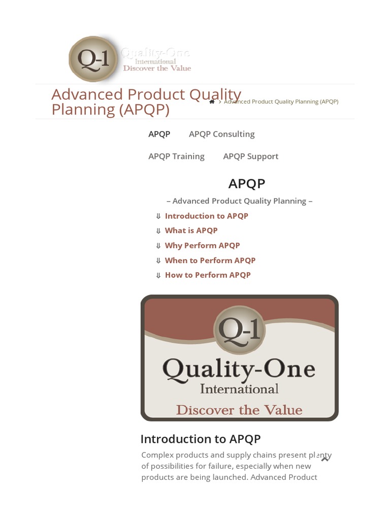Advanced Product Quality Planning (APQP) | PDF | Design For Six Sigma ...