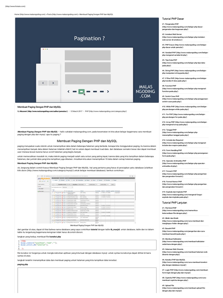 Membuat Paging Dengan PHP Dan MySQL - Malas Ngoding | PDF Membuat Paging Dengan PHP Dan MySQL - Malas Ngoding | PDF