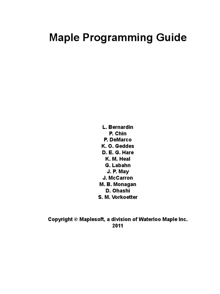Maple Programming Guide | PDF | Subroutine | Parameter (Computer ...