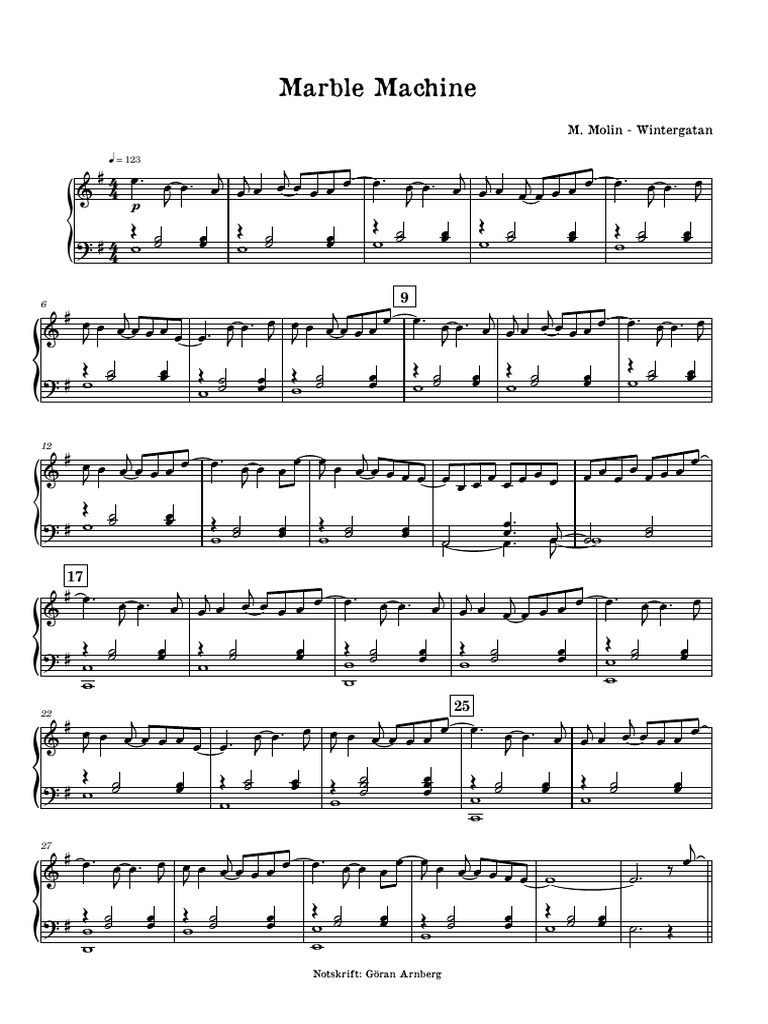 Marble Machine Piano Score | PDF | Music Organizations | Contemporary Music