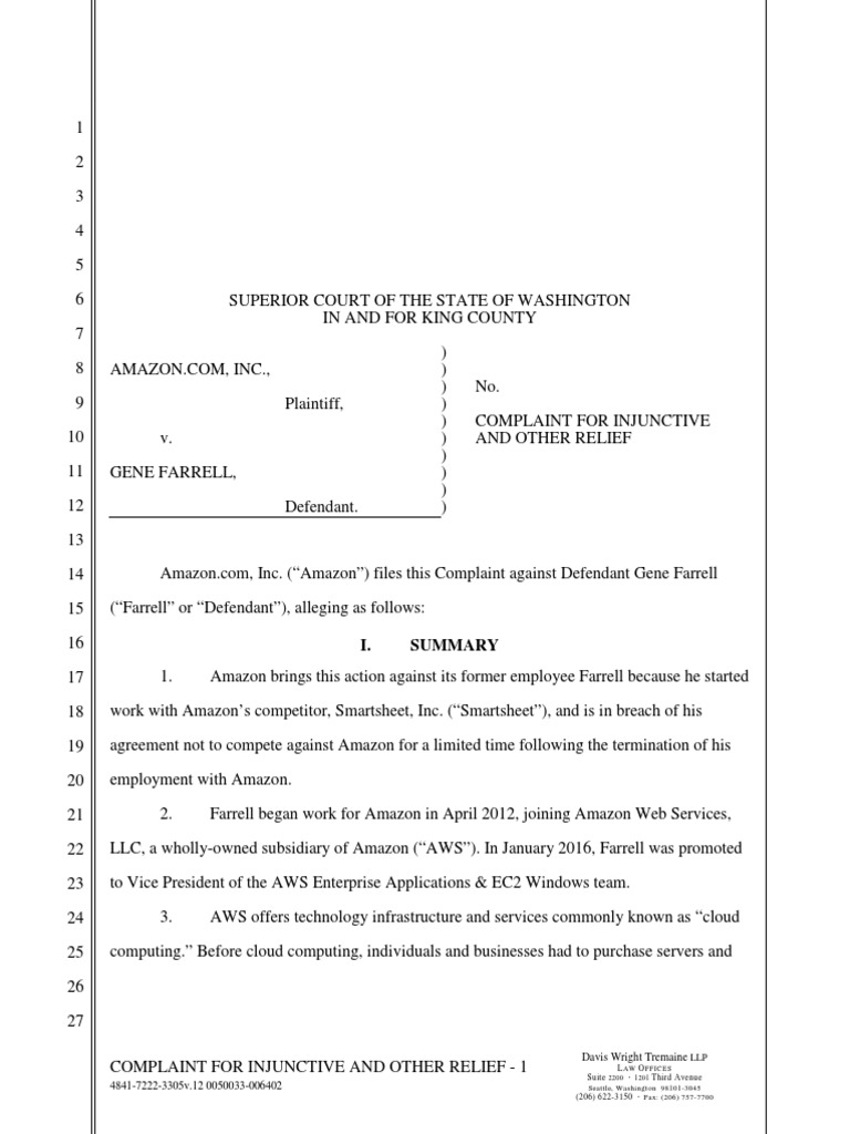 Farrell Complaint For Injunctive Relief | PDF | Amazon.Com | Injunction