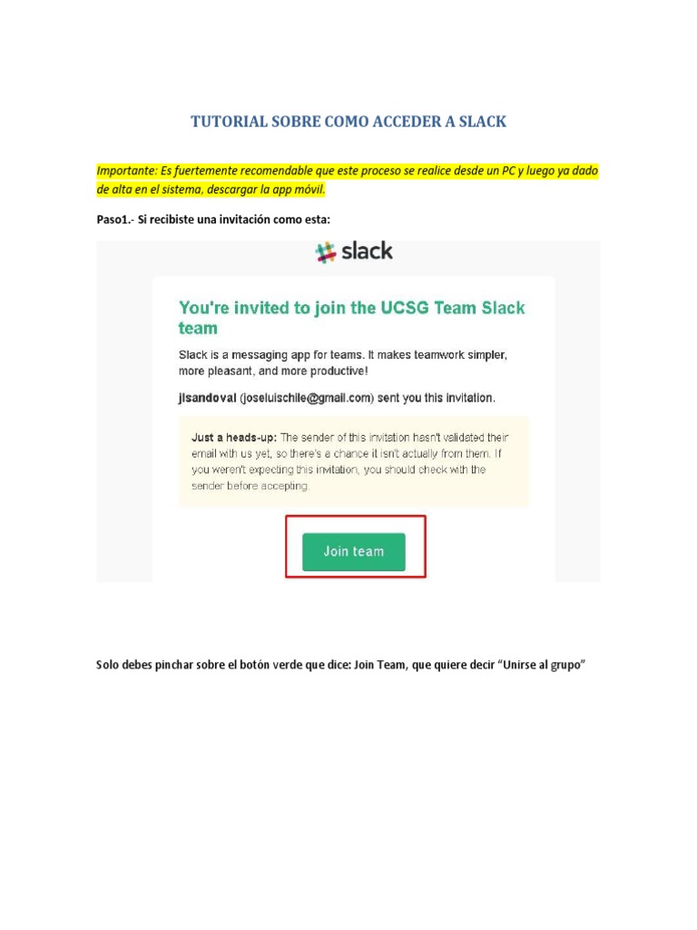 Tutorial Sobre Como Acceder A Slack PDF | PDF