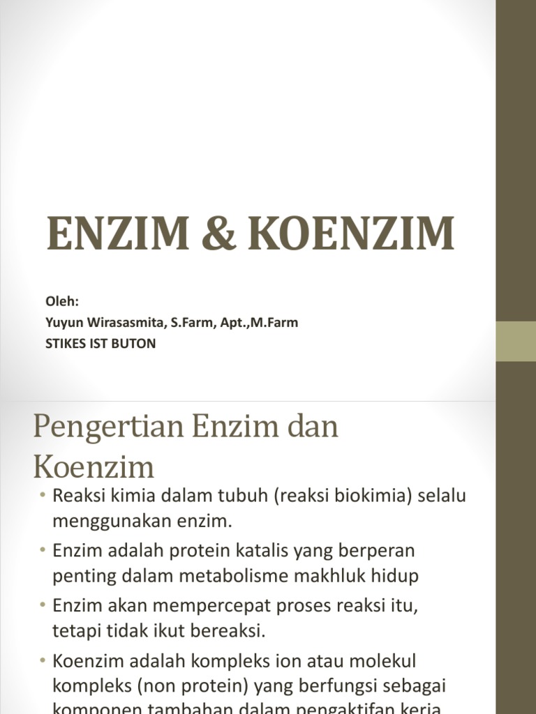 Enzim & Koenzim | PDF | Kesehatan Holistik