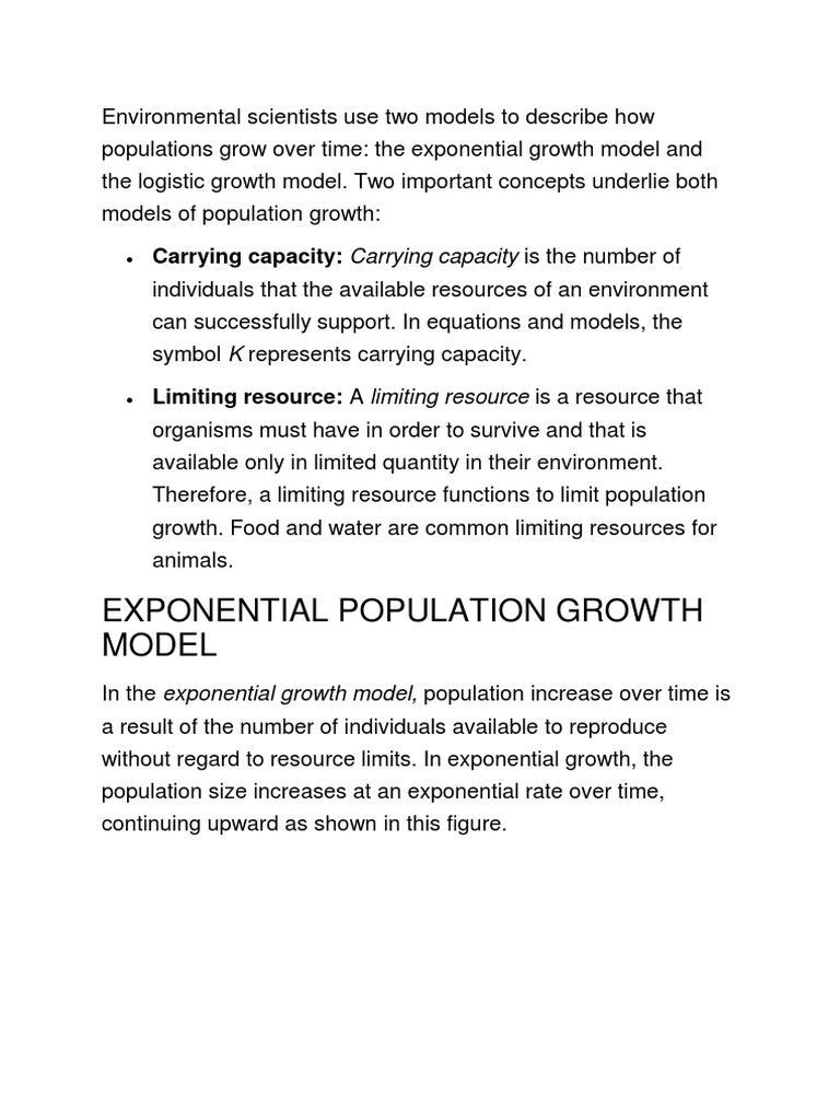 Environmental Scientists Use Two Models To Describe How Populations ... Environmental Scientists Use Two Models To Describe How Populations ...