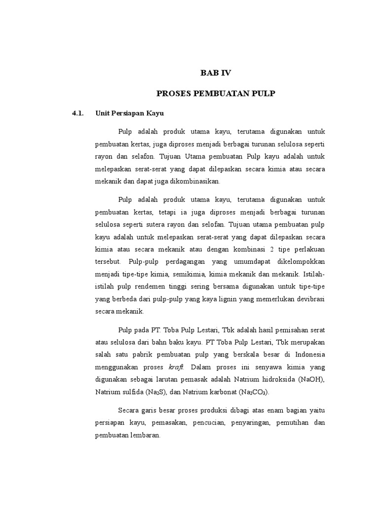 Proses Pembuatan Pulp | PDF
