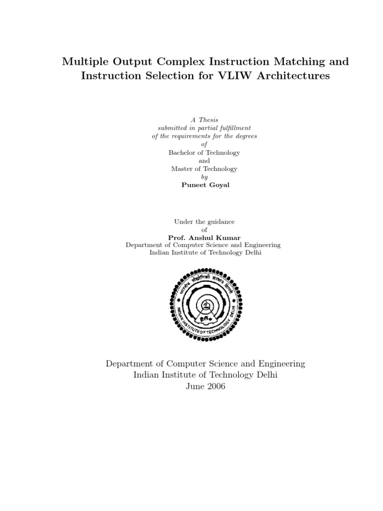 Multiple Output Complex Instruction Matching and Instruction Selection For VLIW Architectures ...