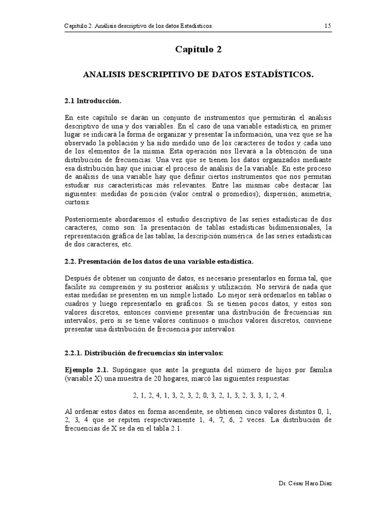 Capítulo 2. Analisis de Datos Estadisticos | PDF | Mediana | Histograma