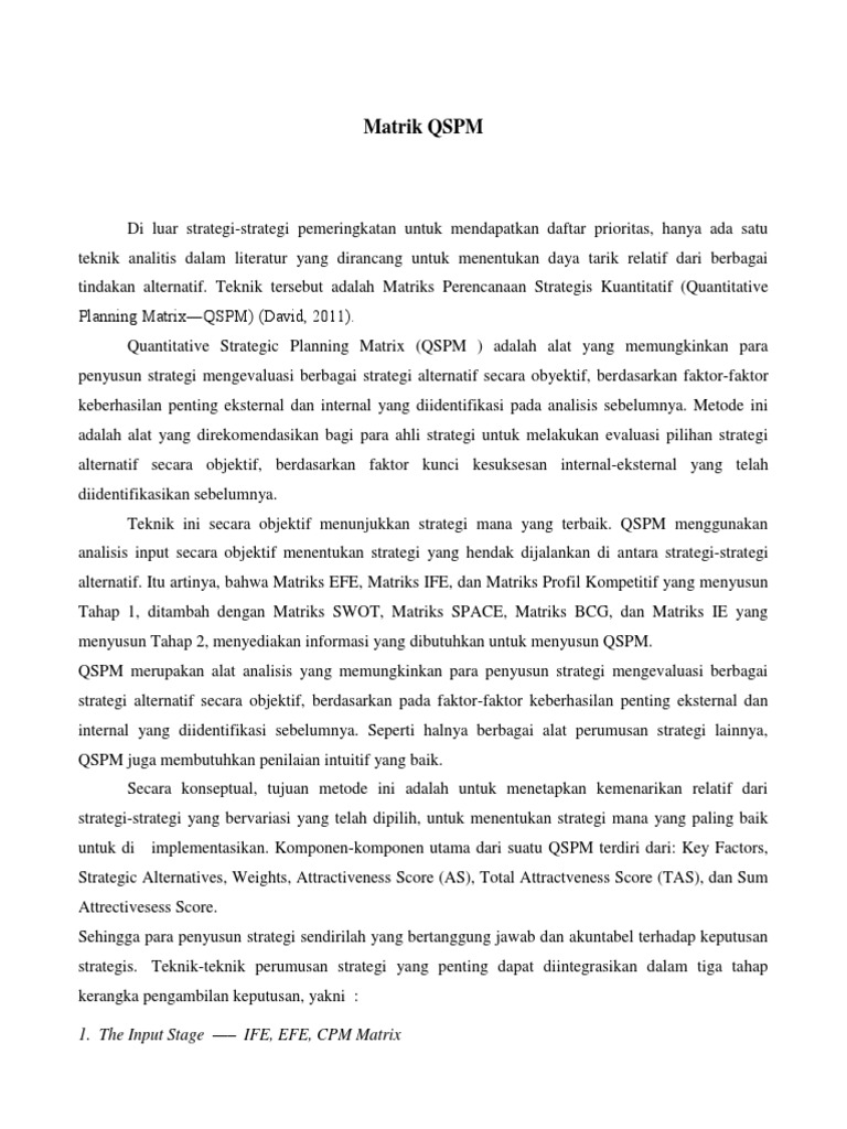 QSPM MATRIKS | PDF