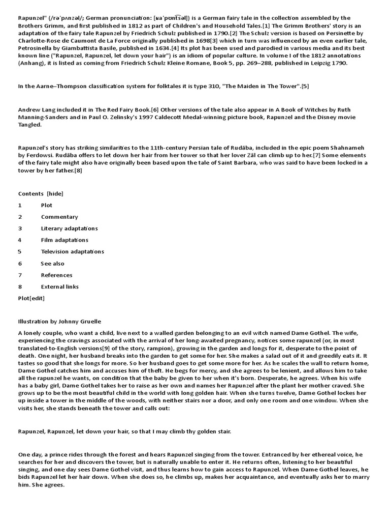 Rapunzel Pdf Rapunzel German Fairy Tales