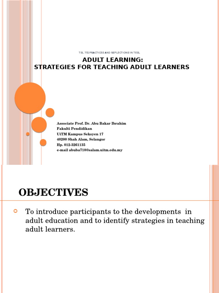 Adult Learning: Strategies For Teaching Adult Learners | Download Free ...