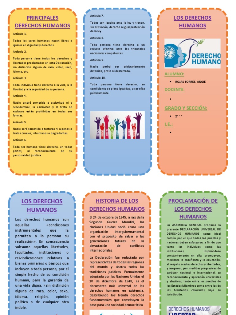 Triptico Derechos Humanos | Derechos humanos | Derechos