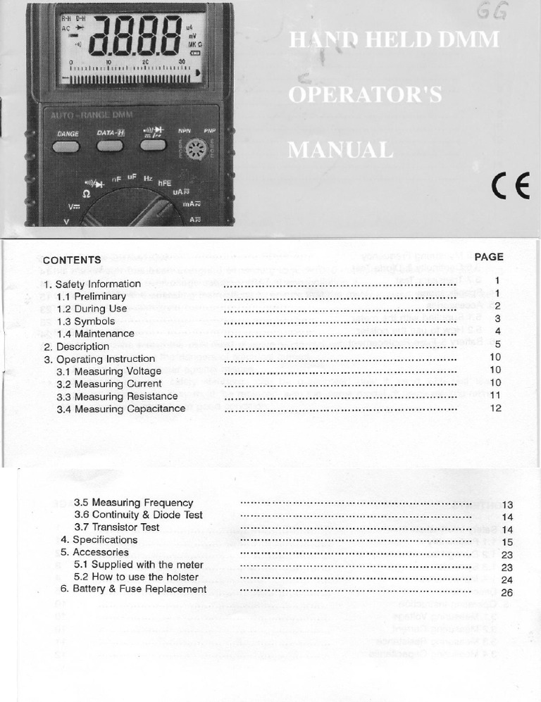 Elegant Cen Tech Digital Multimeter Manual Images