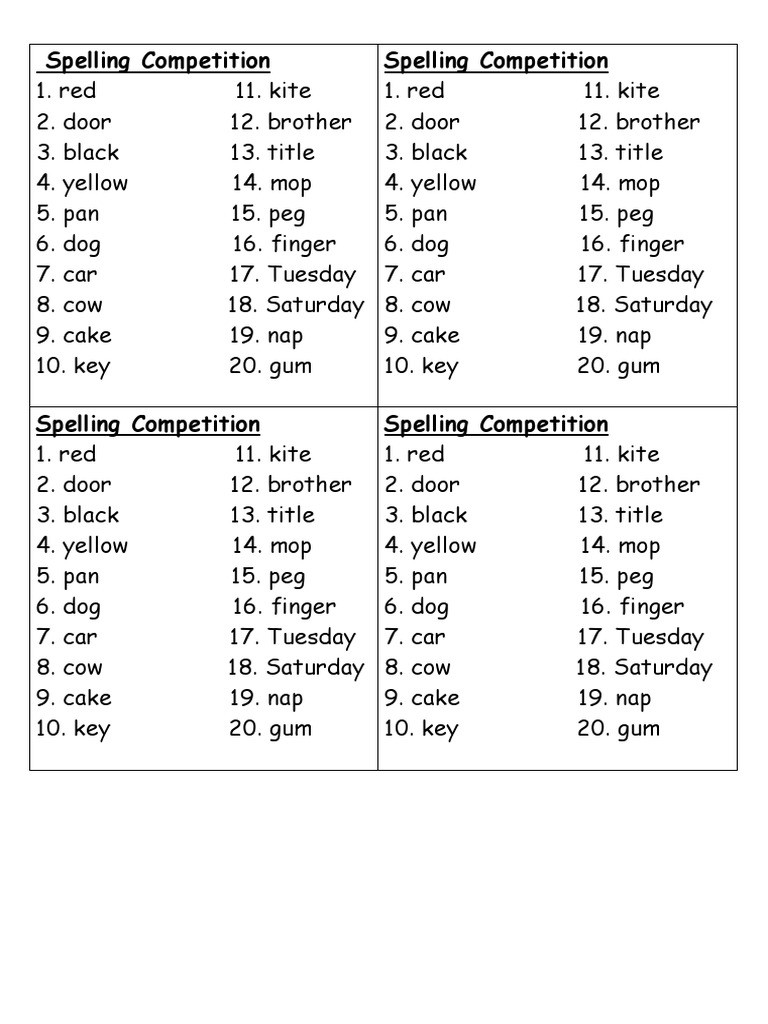 Spelling Competition | PDF