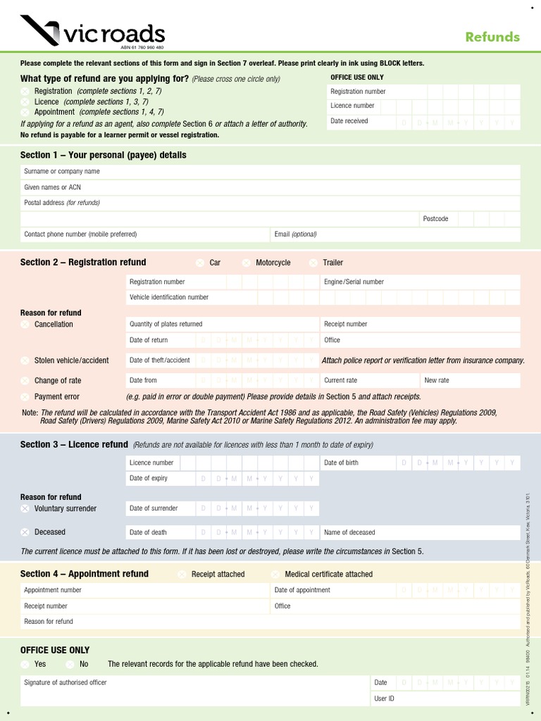 Refunds: What Type of Refund Are You Applying For? | PDF | Vehicle ...