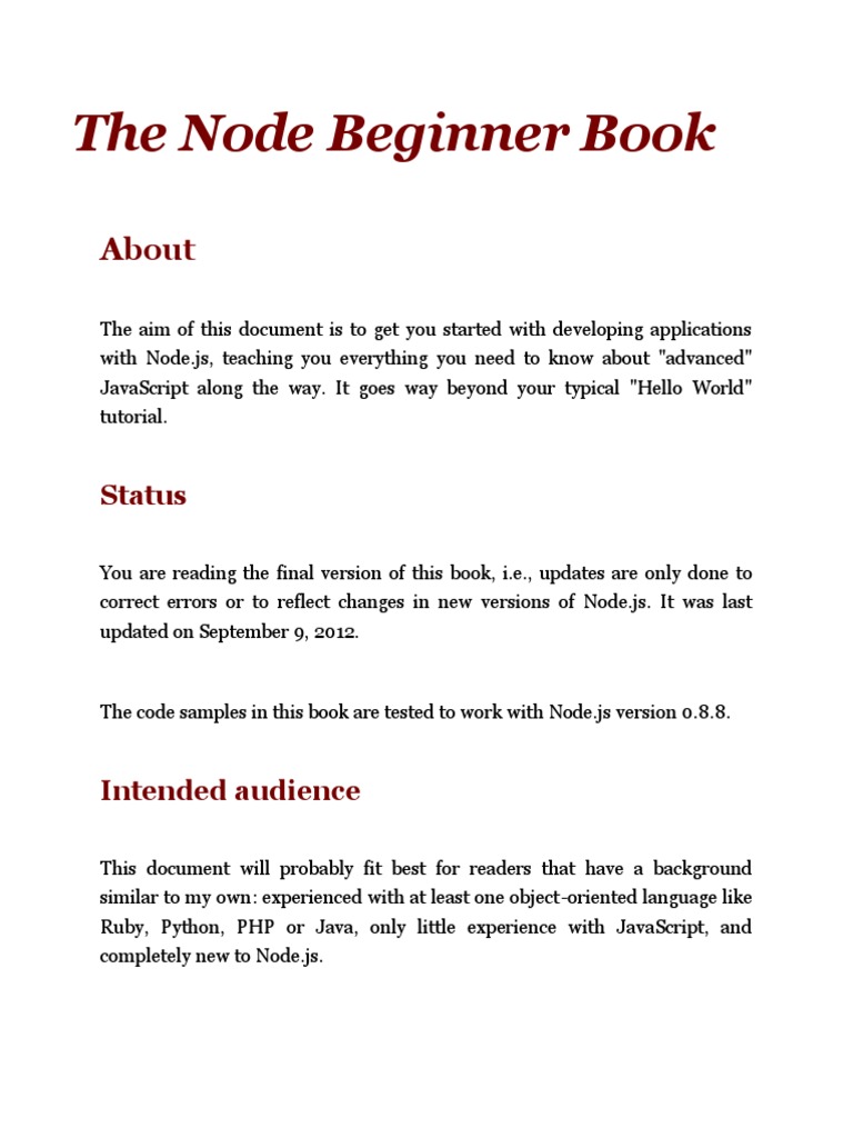 The Node Beginner Book | PDF | Hypertext Transfer Protocol | Java Script