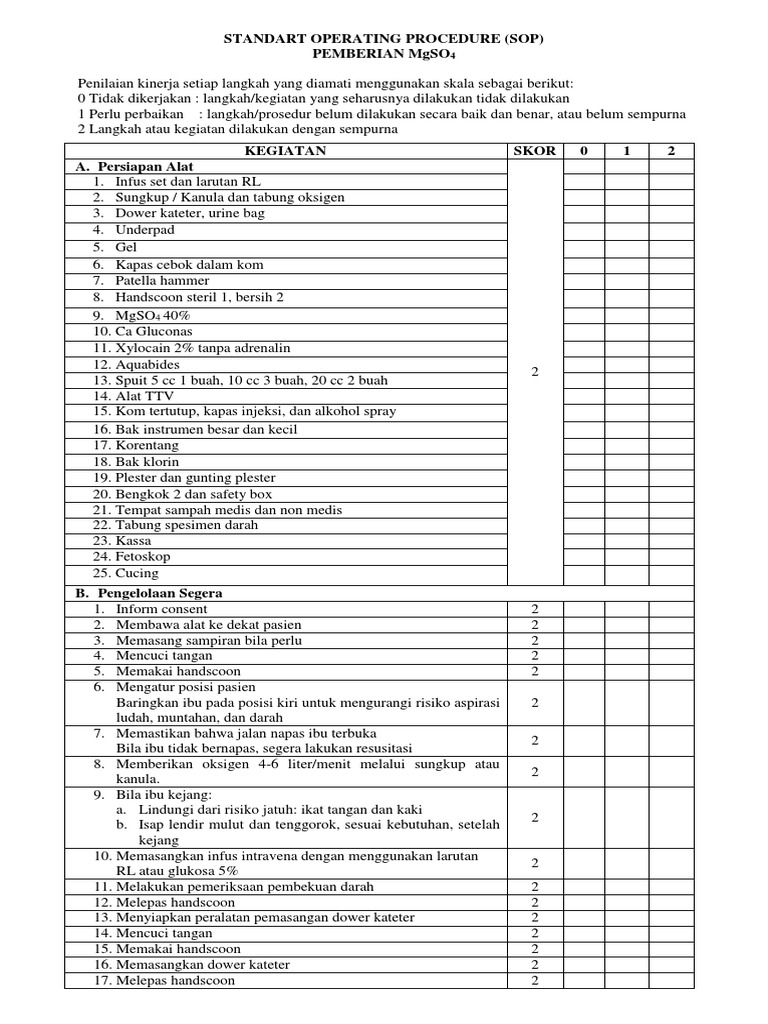 Checklist Mgso4 | PDF