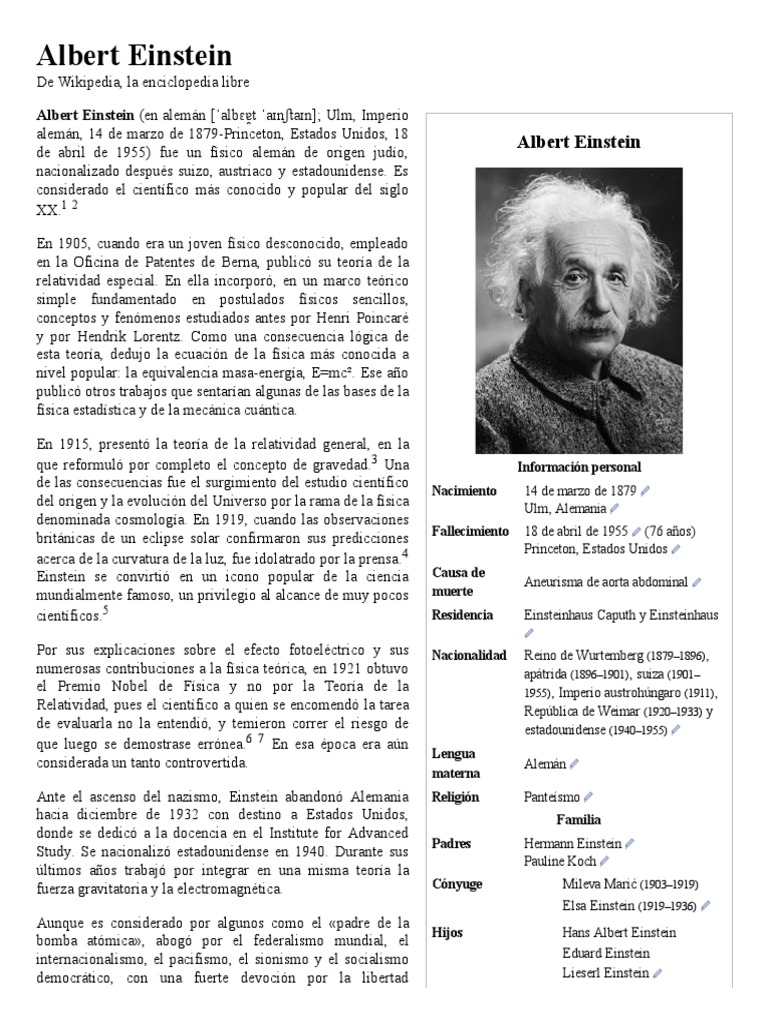 Biografia De Albert Einstein