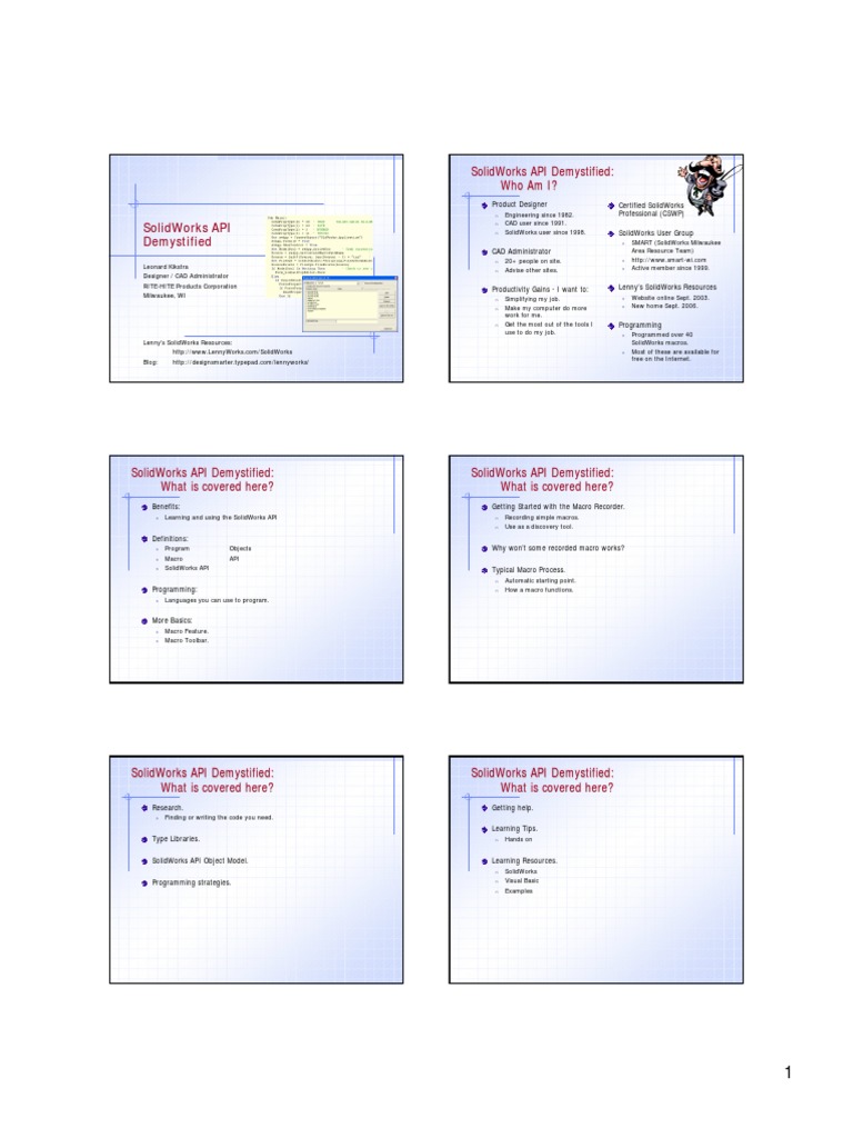 Solidworks Api Demystified: Who Am I? | PDF | Application Programming Interface | Macro ...