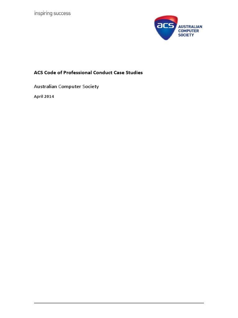 ACS Code of Professional Conduct Case Studies: Australian Computer ...