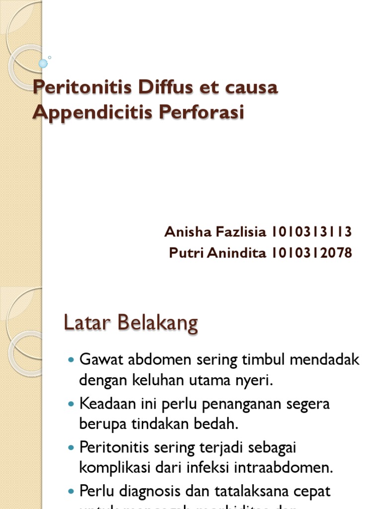 Peritonitis Diffus Et Causa Appendicitis Perforasi | PDF