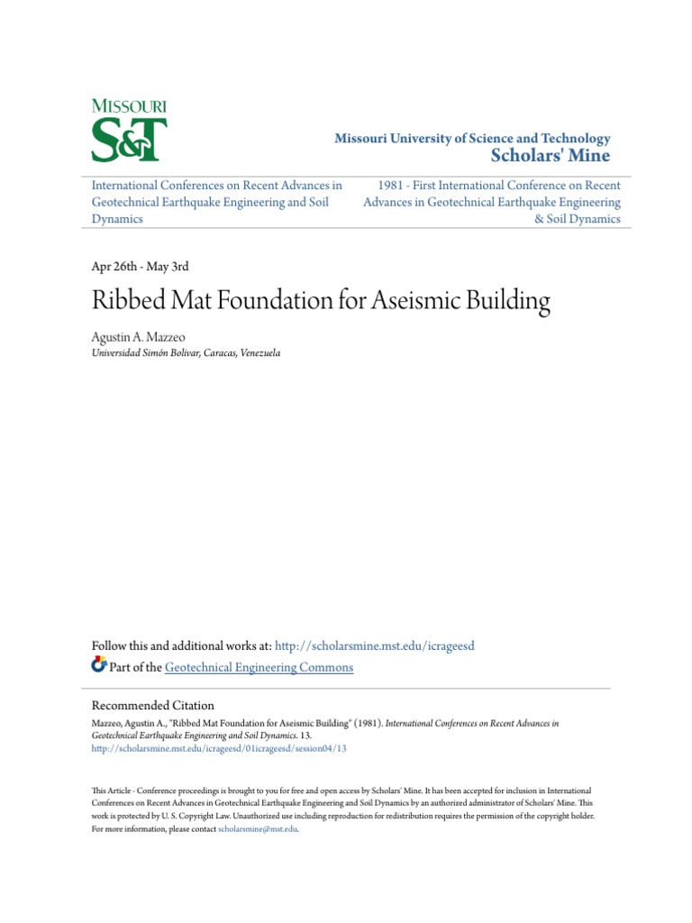 Ribbed Mat Foundation For Aseismic Building PDF | PDF | Earthquake ...
