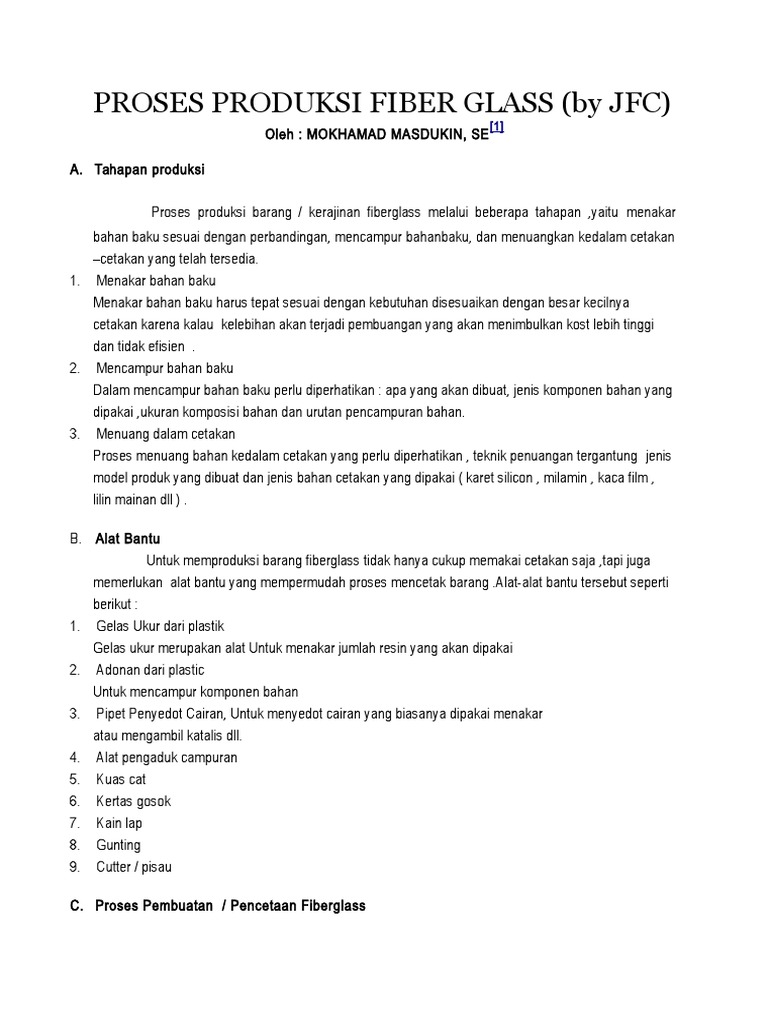Proses Produksi Fiber Glass | PDF
