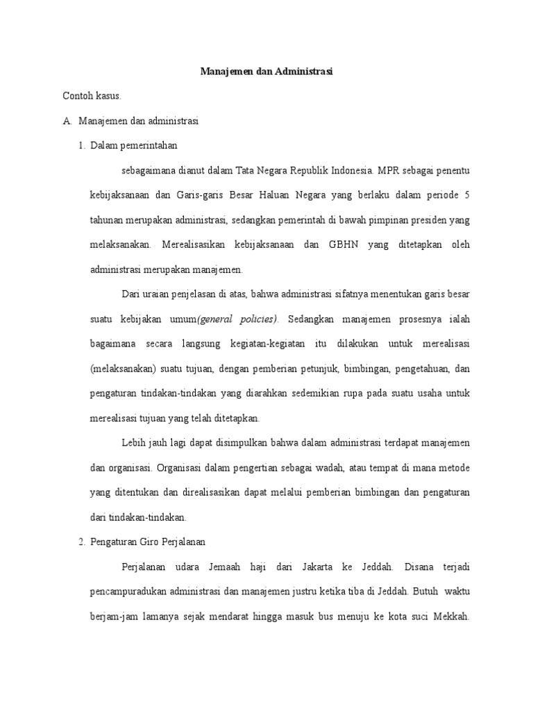 Contoh Kasus Manajemen Dan Administrasi | PDF