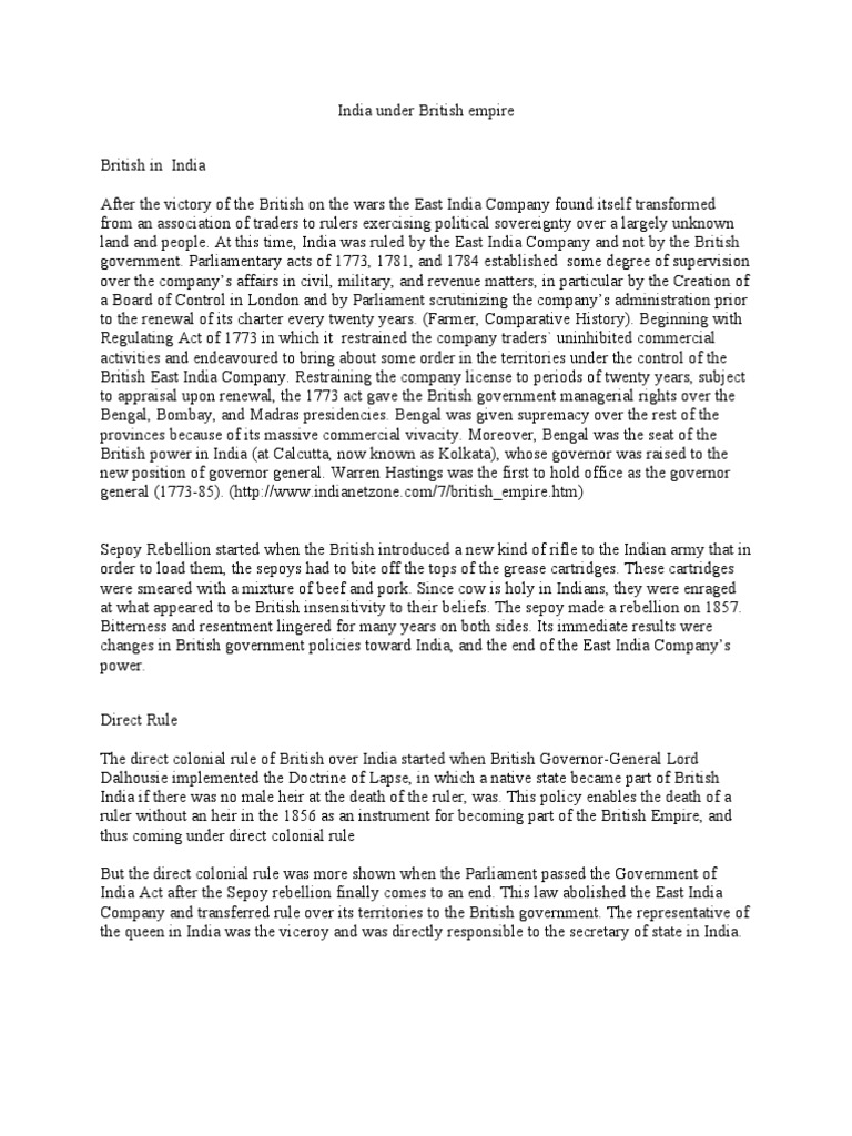 British Colonial Rule in India Explained | PDF | British Raj | British ...