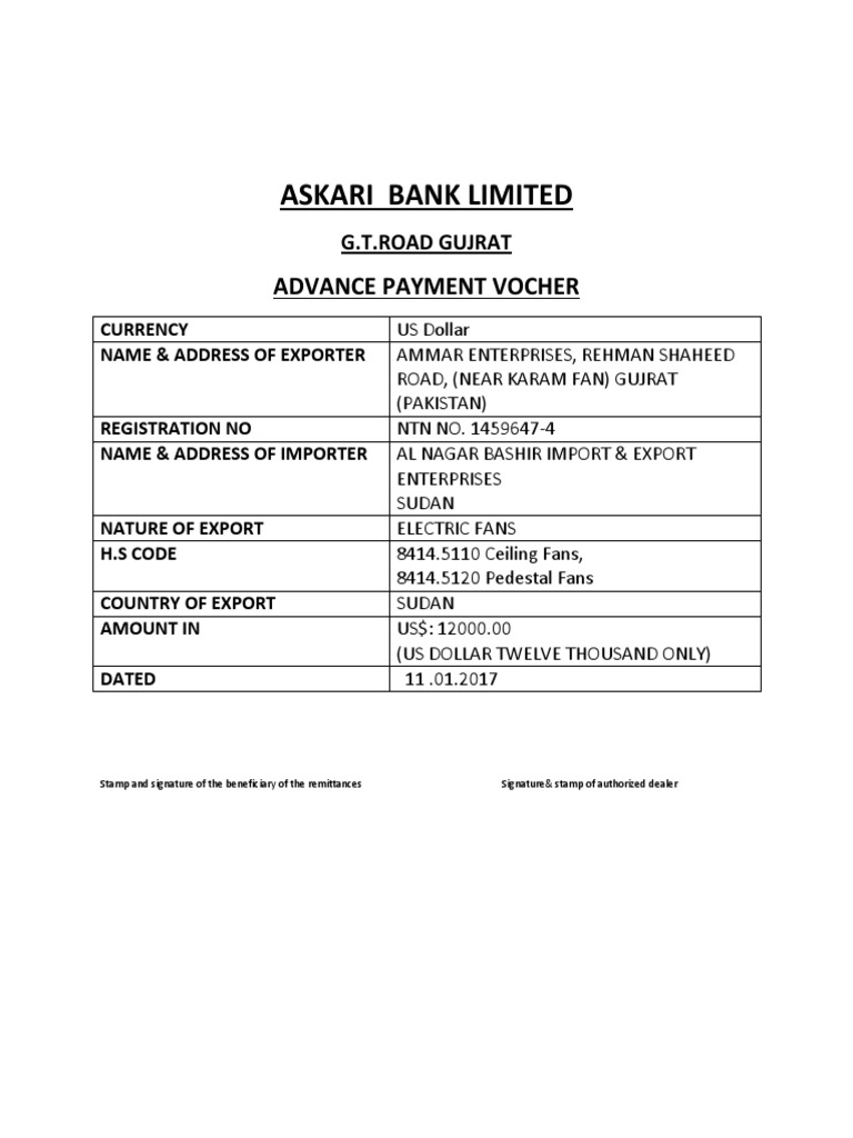 Advance Payment Voucher | PDF