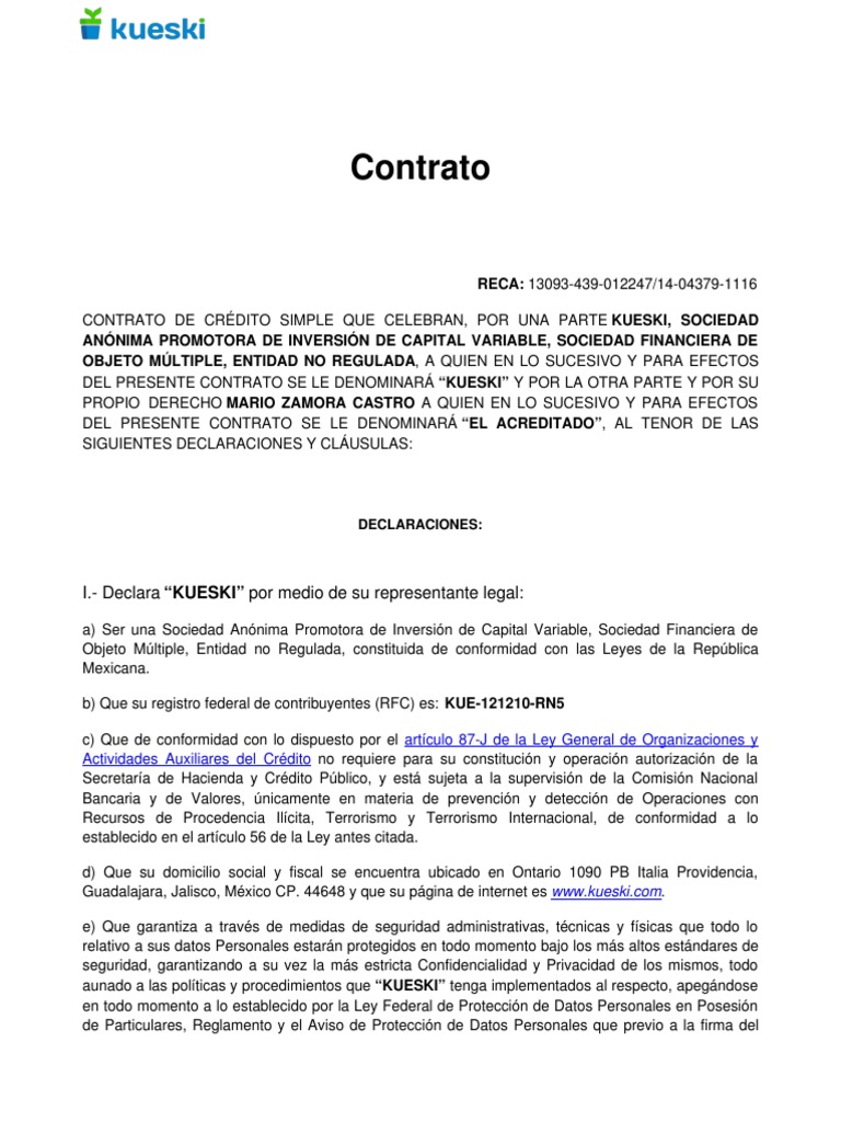 Contrato | PDF | Pagos | Bancos