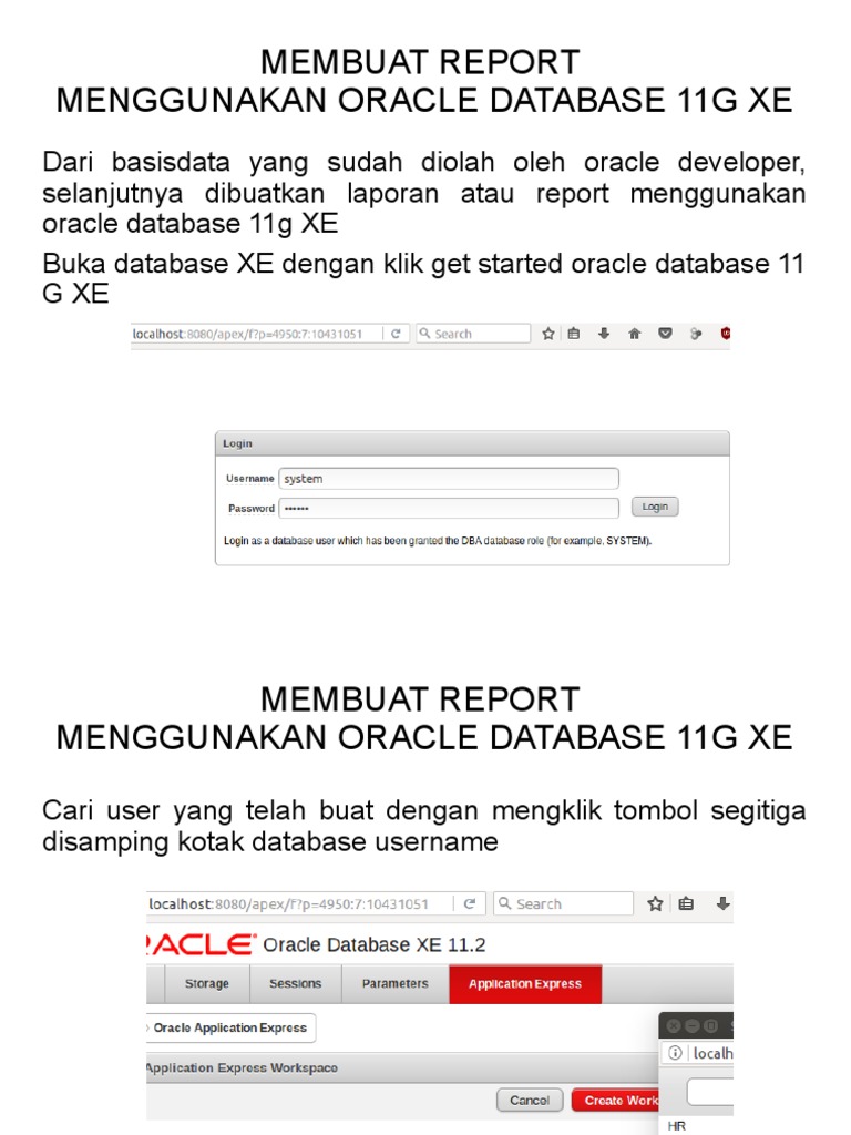 Praktek Membuat Report Data Menggunakan Oracle Dataase 11 G XE | PDF | Komputer