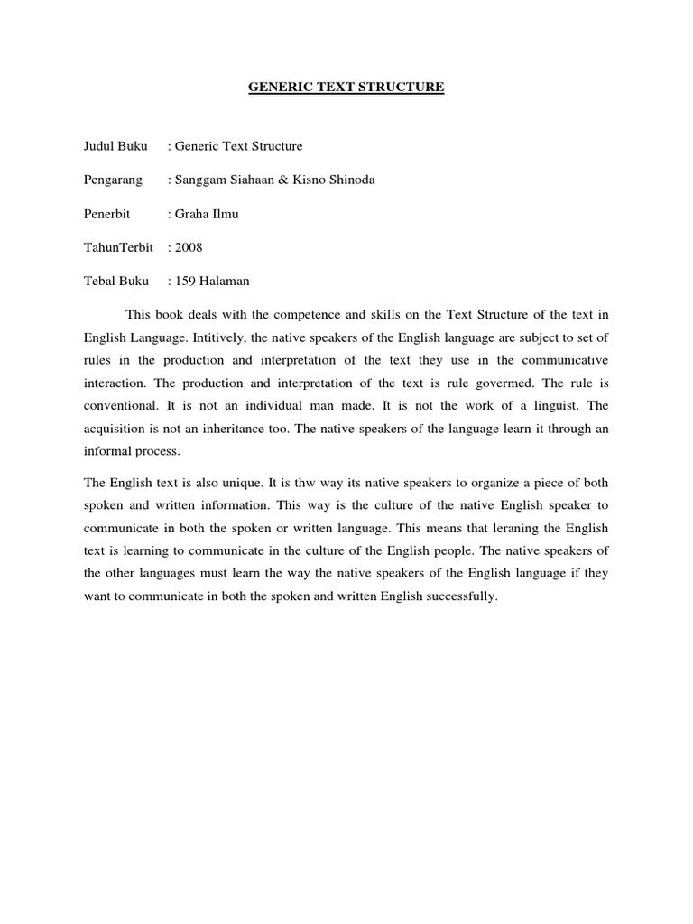 Resensi Generic Text Structure | PDF
