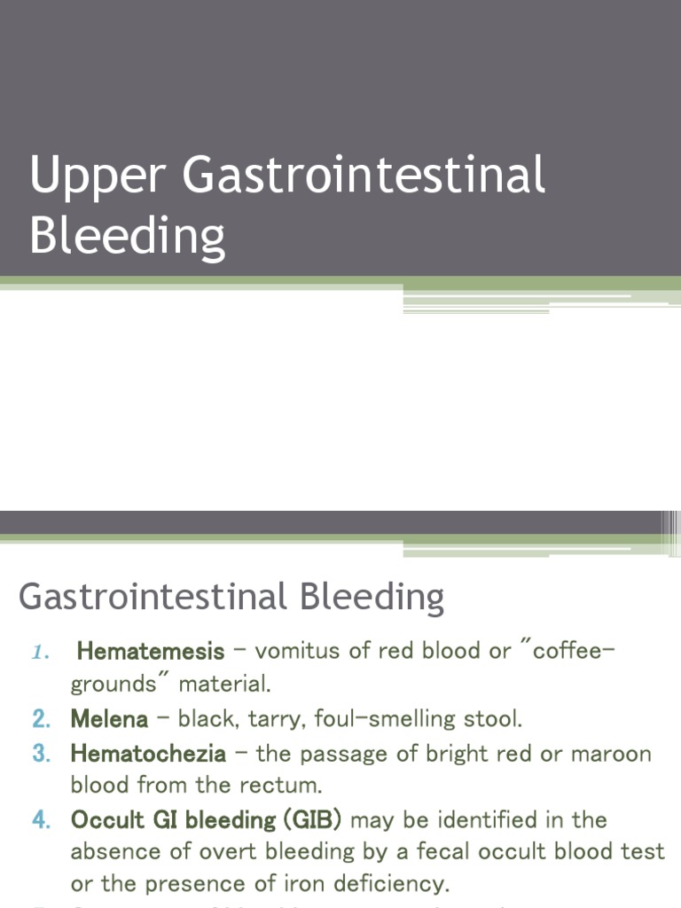 Upper GI Bleeding: Causes and Treatment | PDF | Peptic Ulcer | Clinical ...