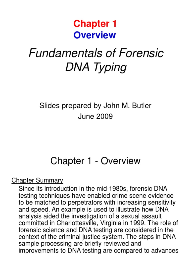 Fundamentals of Forensic DNA Typing: Slides Prepared by John M. Butler ...