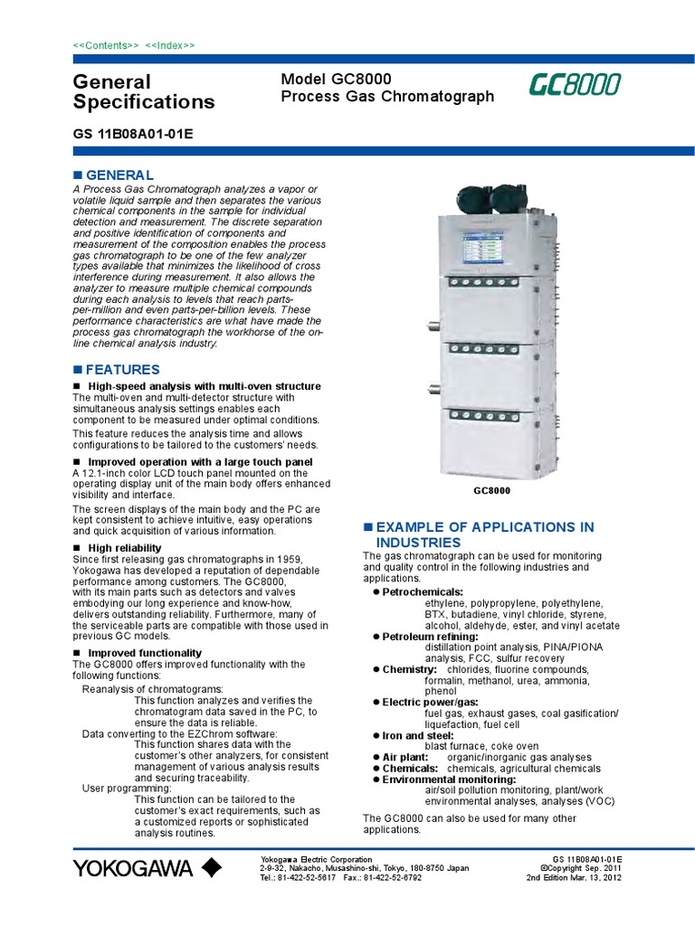General Specifications Model Gc8000 Process Gas Chromatograph Pdf