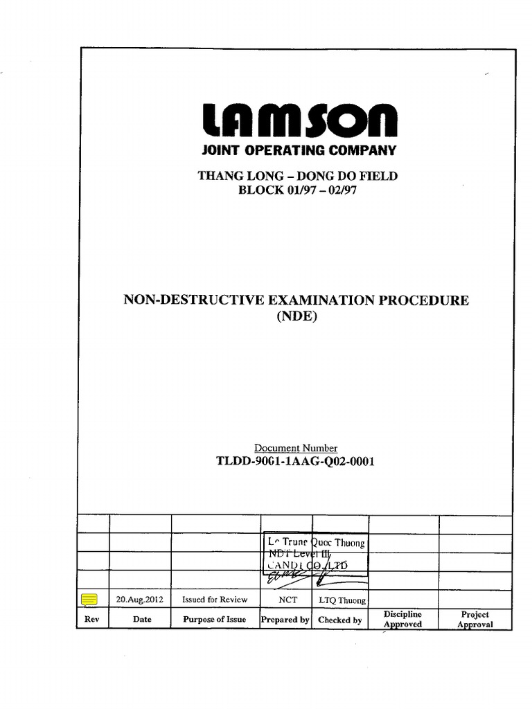 Ndt Procedure Chemical