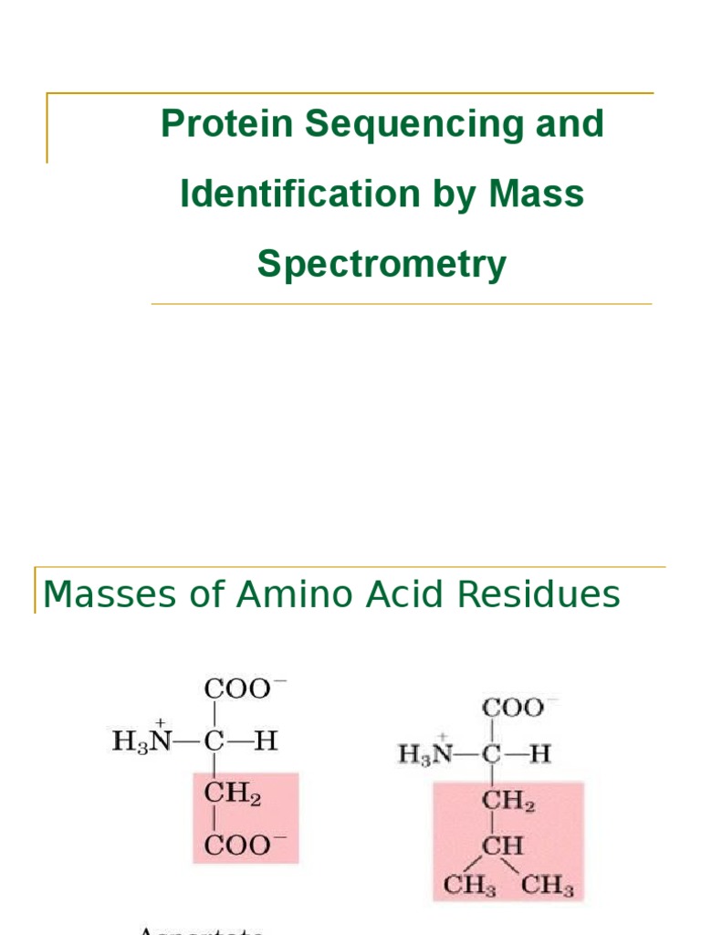 Protein Sequencing and Identification by Mass Spectrometry | PDF ...