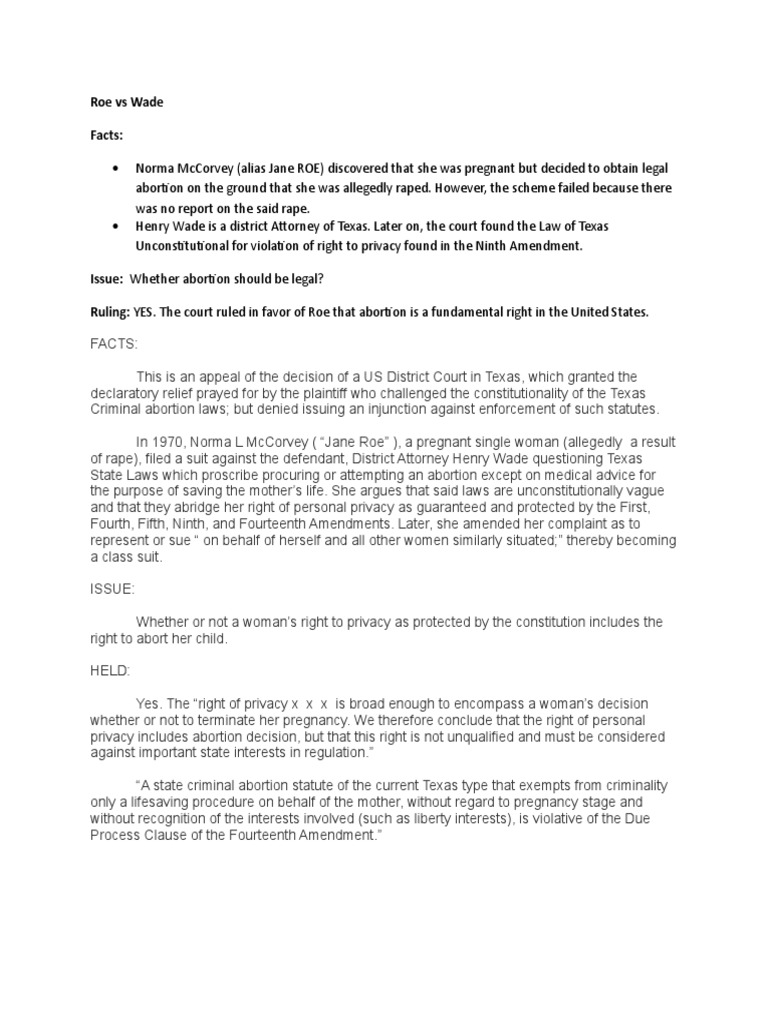 Roe Vs Wade | PDF