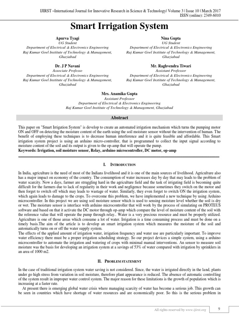 Smart Irrigation System Using Micro Controller | PDF | Irrigation ...