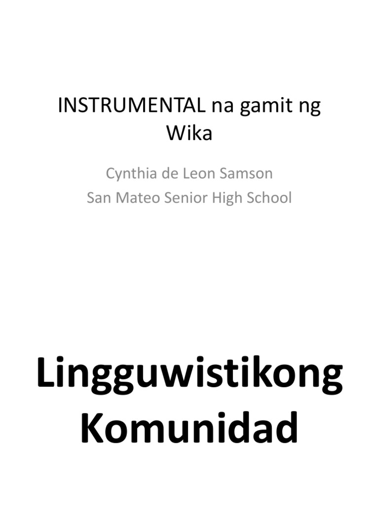 INSTRUMENTAL Na Gamit NG Wika PDF | PDF