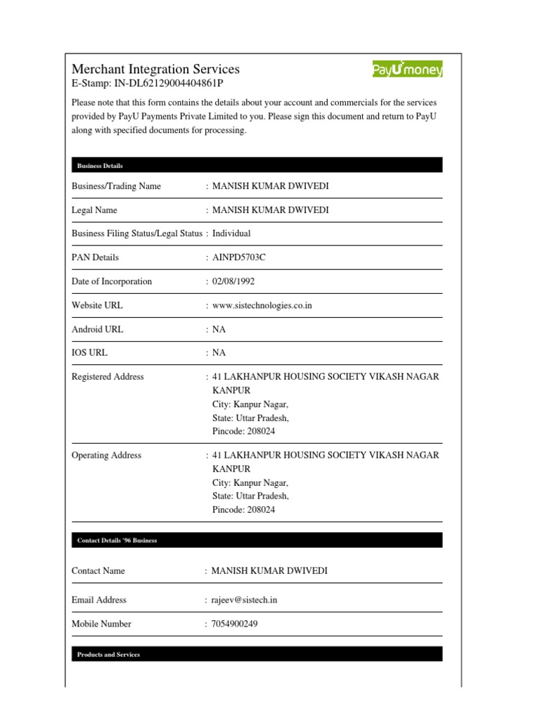 Merchant integration services form | PDF | Financial Transaction | Payments