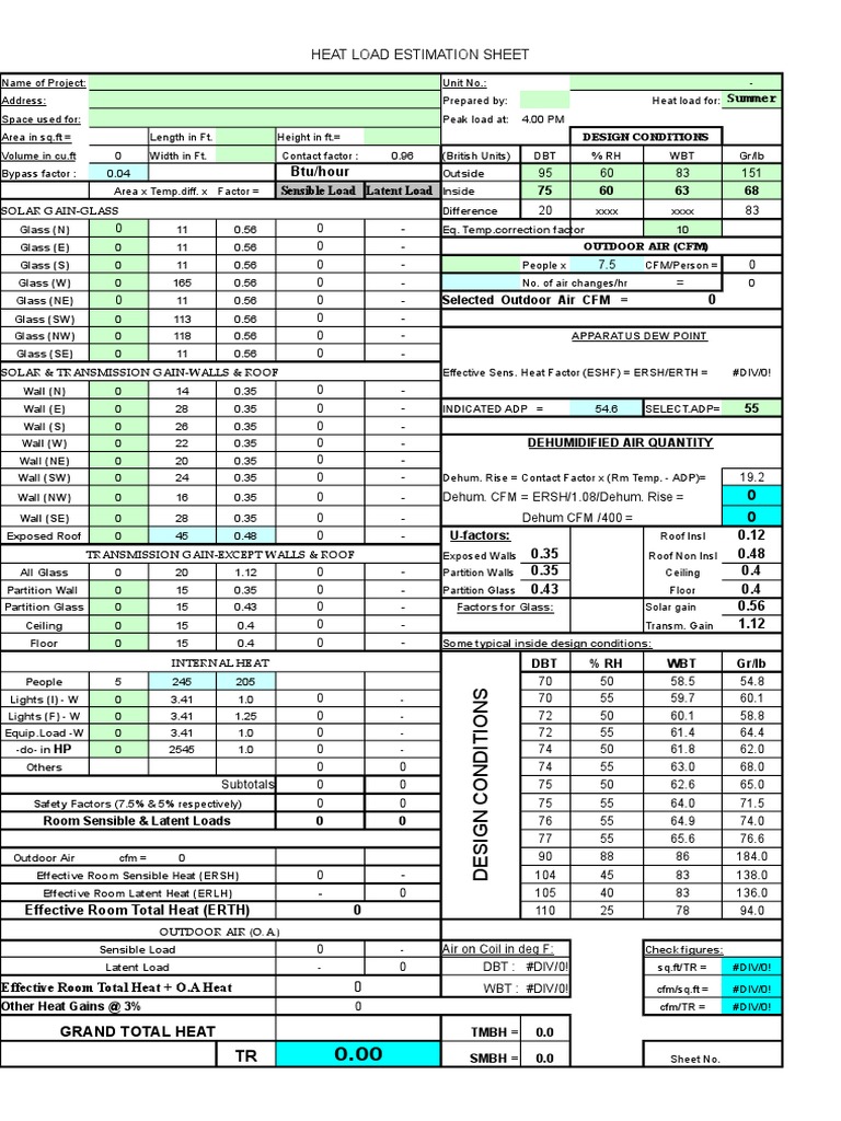 Heat Load Calculation | Download Free PDF | Architectural Design ...