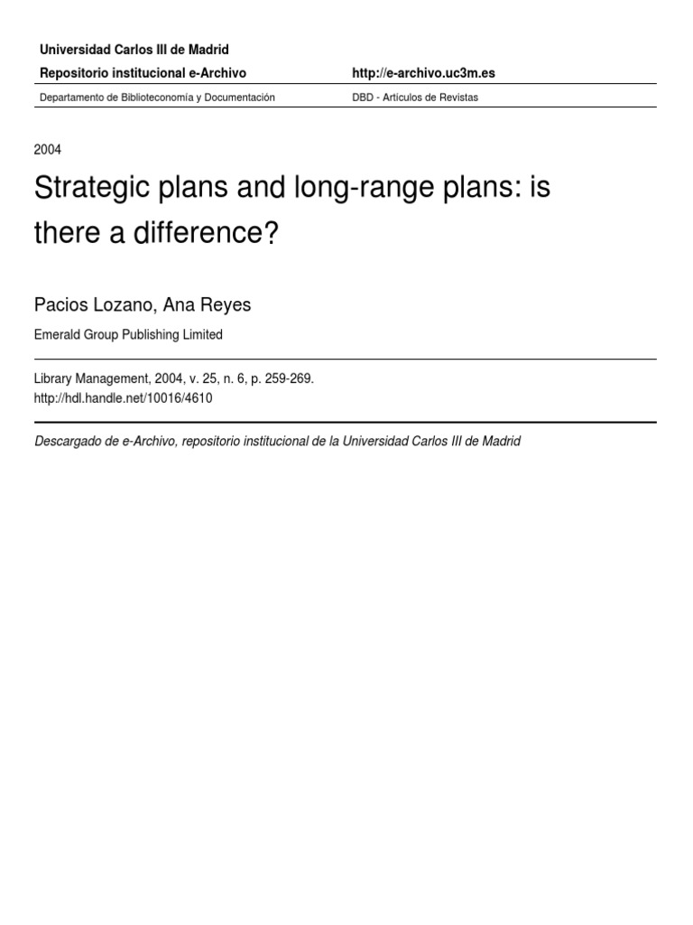 Strategic Plans and Long Range Plans PDF | PDF | Strategic Management ...