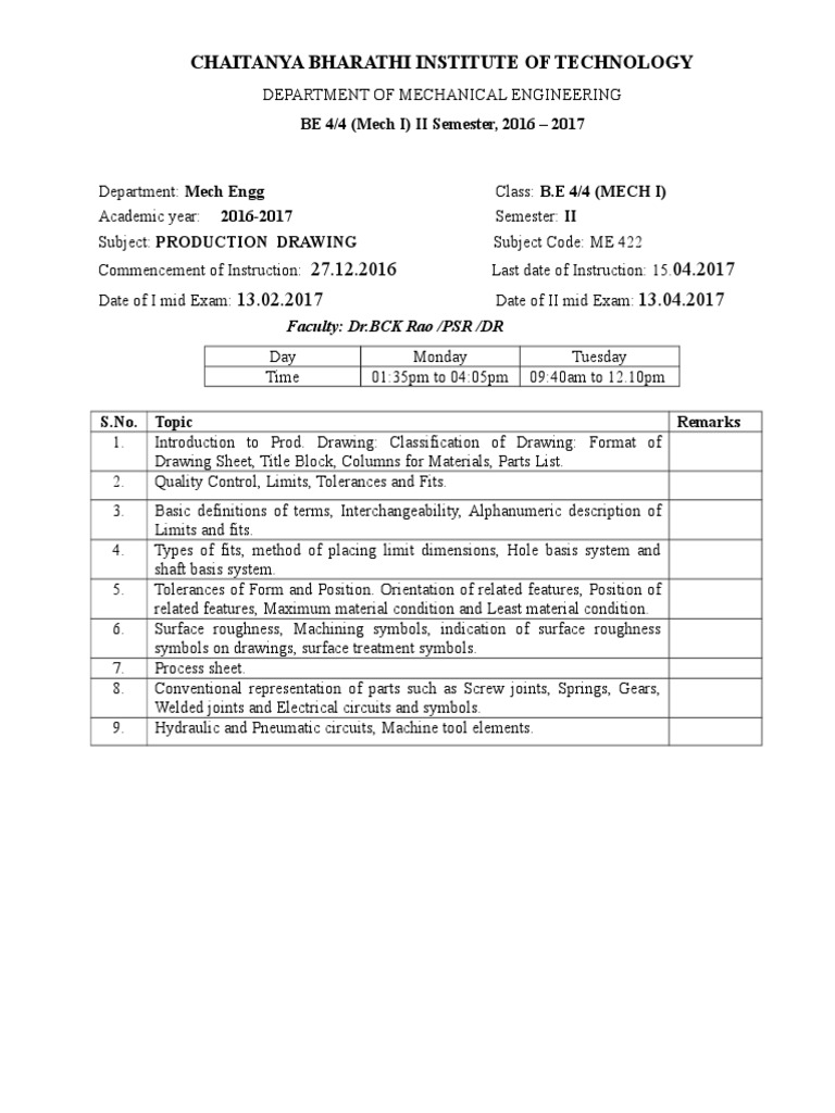 Mechanical Engg: Production Drawing | PDF | Mechanical Engineering ...