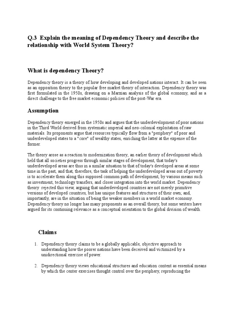 Dependency Theory Is The Notion That Resources Flow From A | PDF ...